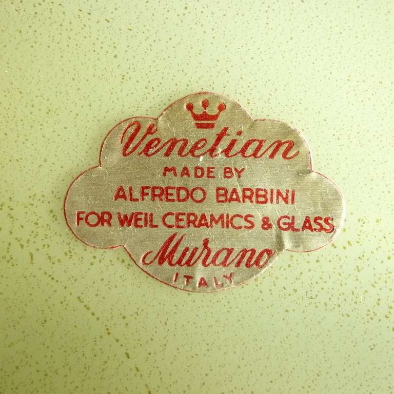 Alfredo Barbini Murano Light Green Gold Flecks Italian Art Glass Melon ...