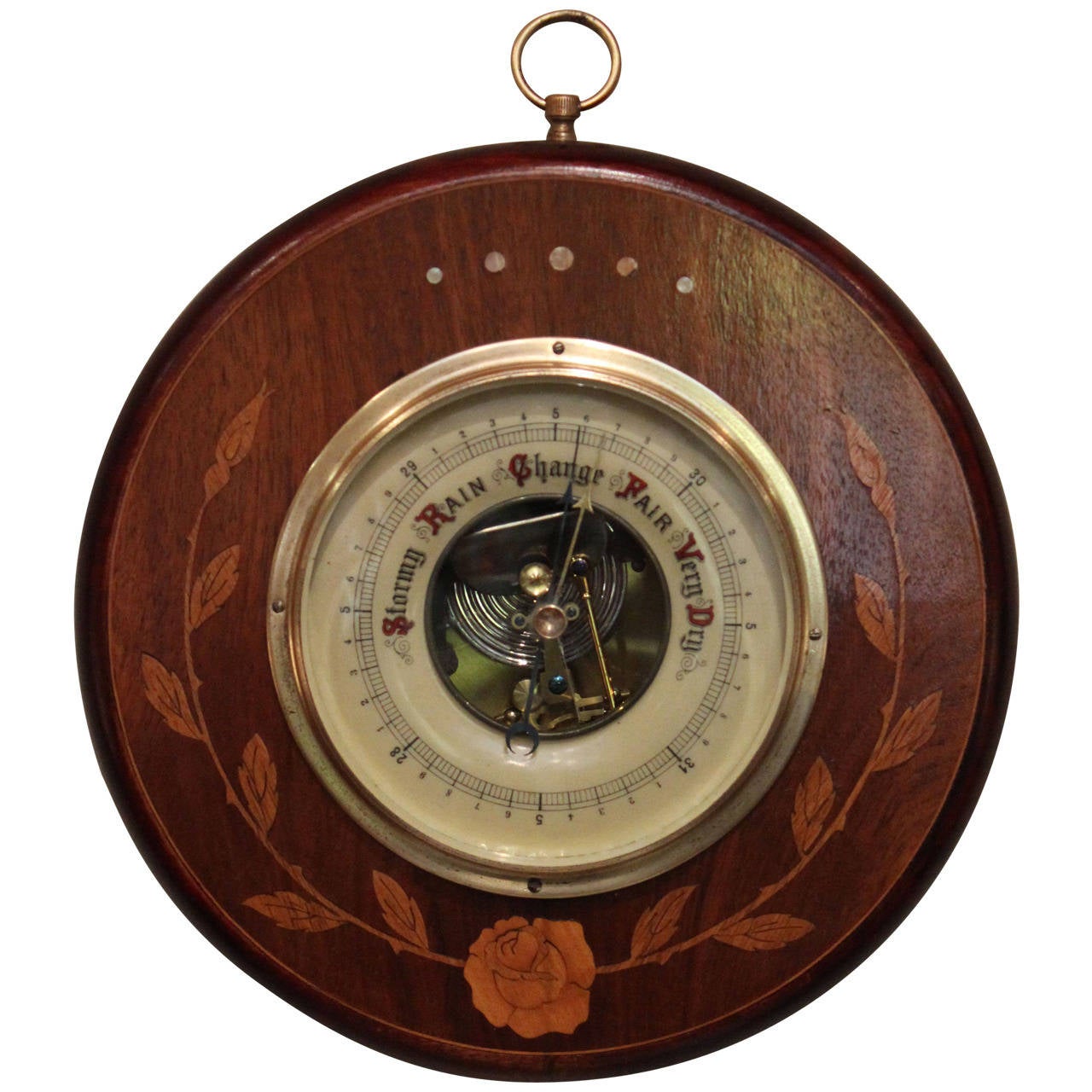 Small Walnut and Inlay Aneroid Barometer at 1stDibs