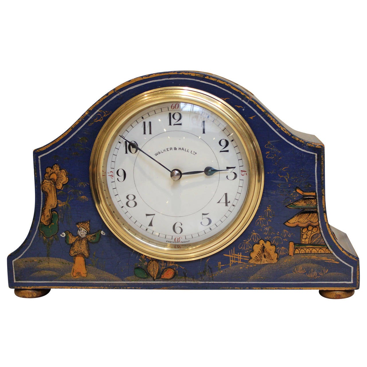 Blue Chinoiserie Mantel Clock at 1stDibs