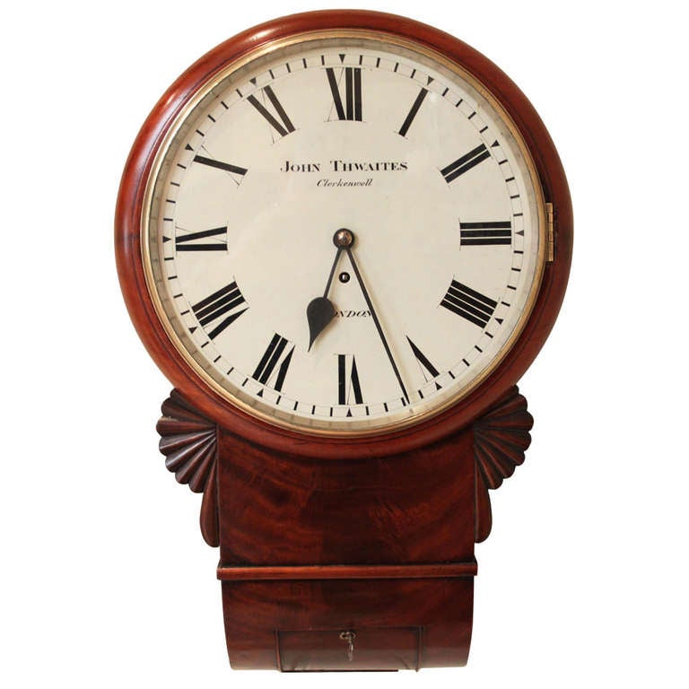 Regency Mahogany Drop Dial Wall Clock at 1stDibs