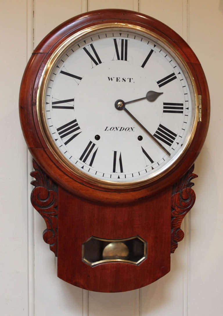 Mahogany Drop Dial Wall Clock at 1stDibs