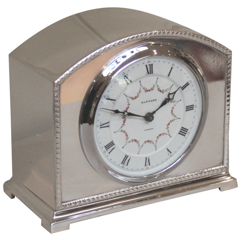 Silver Plated Timepiece Mantel Clock By Garrard at 1stDibs