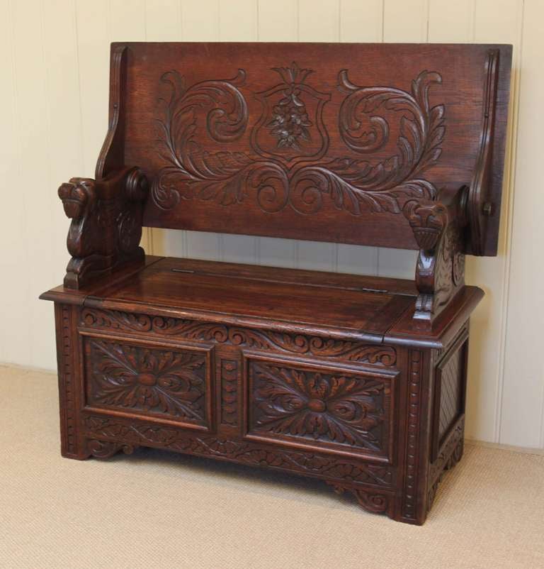 Solid Oak Monks Bench at 1stDibs