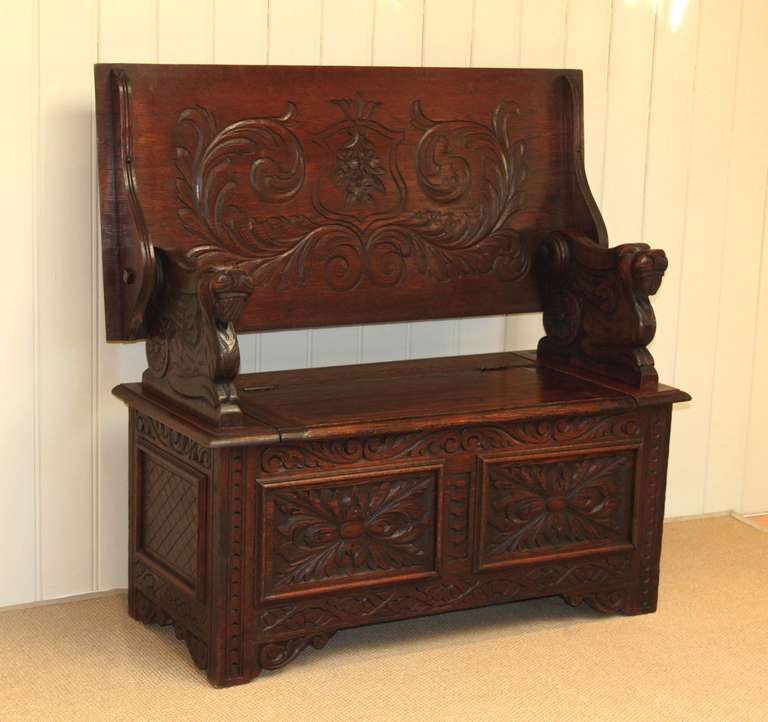 Solid Oak Monks Bench at 1stDibs