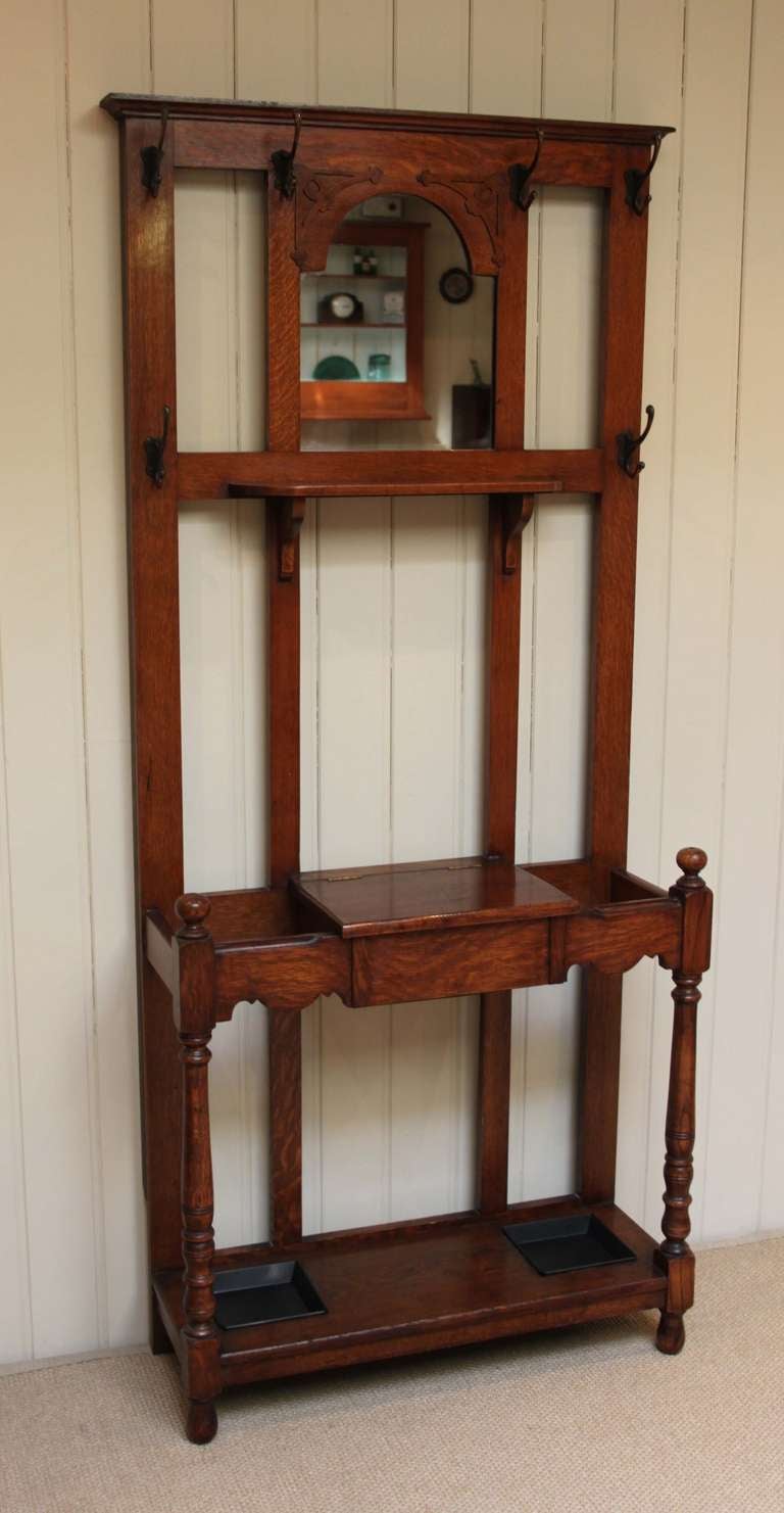 Solid Oak Hall Stand at 1stDibs
