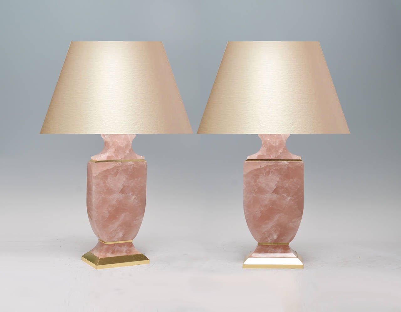 Pair of Carved Rock Crystal Rose Quartz Lamps at 1stDibs