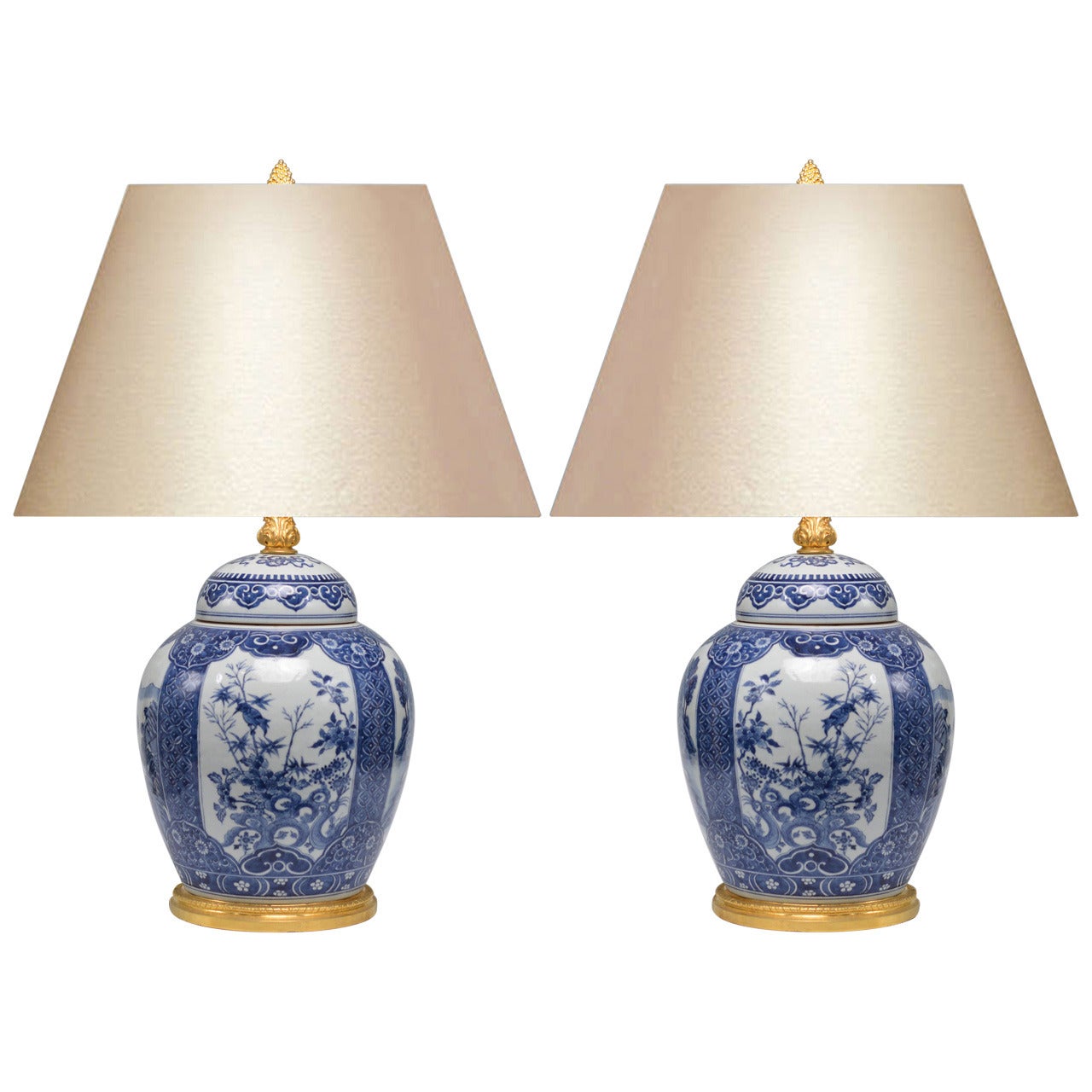 Pair of Blue and White Porcelain Lamps at 1stDibs