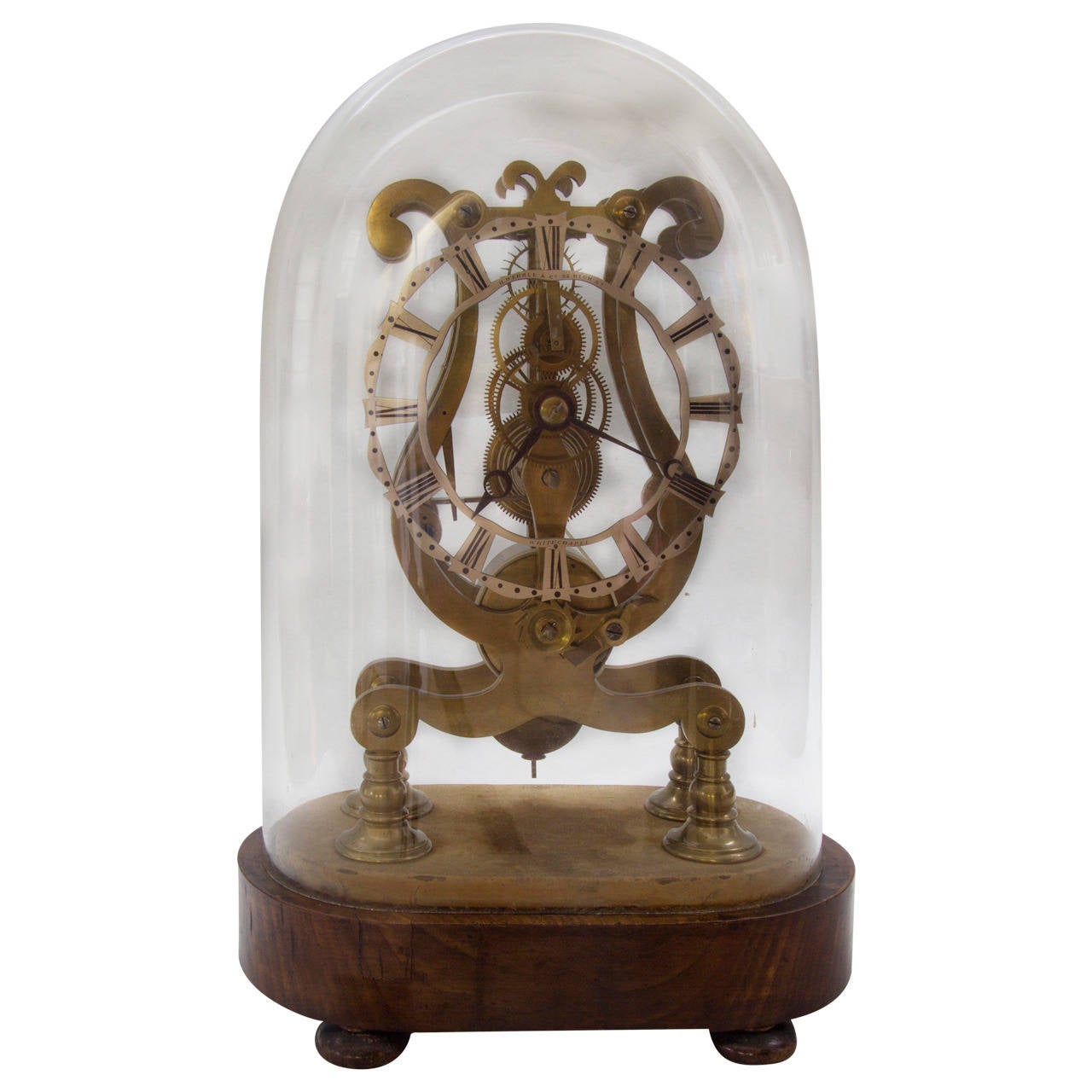 English Fusee Skeleton Clock Signed, "H Wehrle and Co." For Sale at 1stDibs