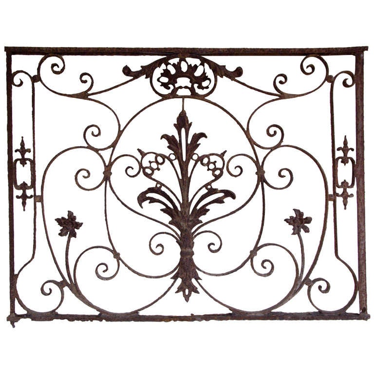 French Wrought Iron Grille For Sale at 1stDibs