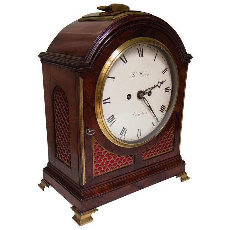 Mahogany Verge Bracket Clock Signed James Warren Canterbury at 1stDibs