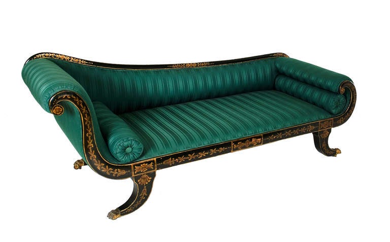 Regency Ebonized and Upholstered Recamier at 1stDibs