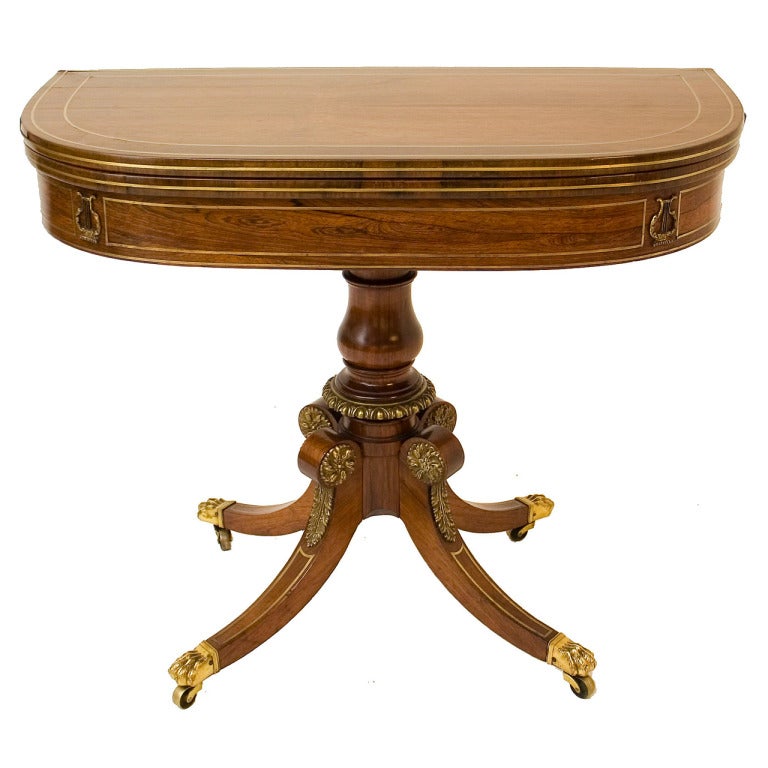 Regency Rosewood Card Table For Sale at 1stDibs