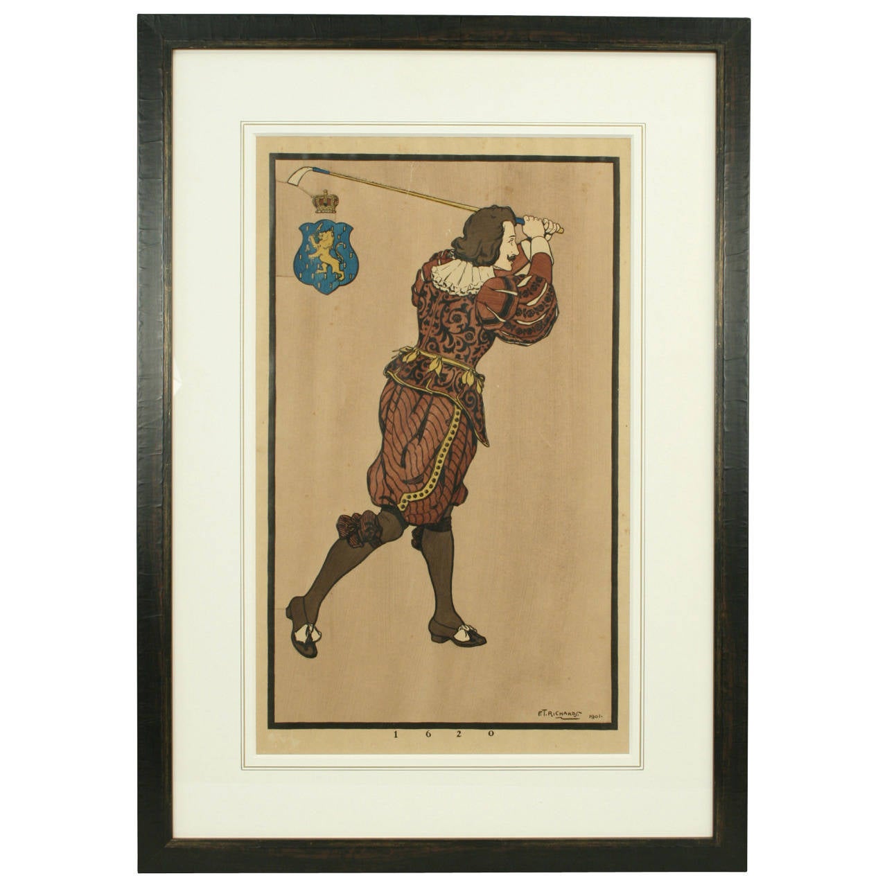 Antique Golf Print, Wood Cut, 1901 at 1stDibs | antique golf prints