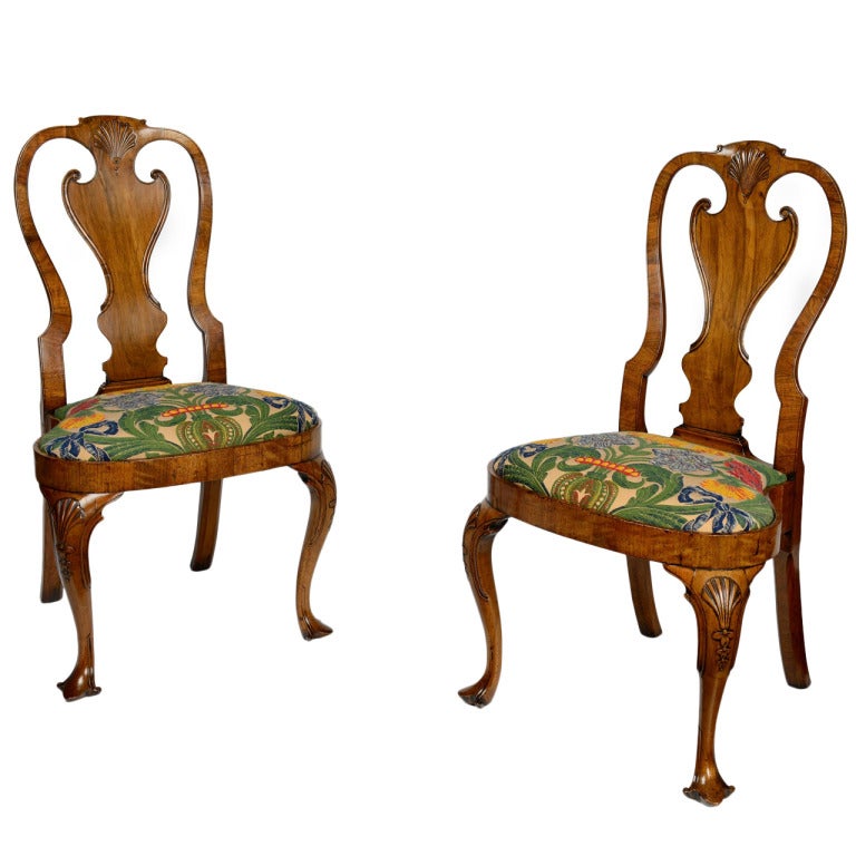 A Pair Of Irish George II Walnut Side Chairs at 1stDibs