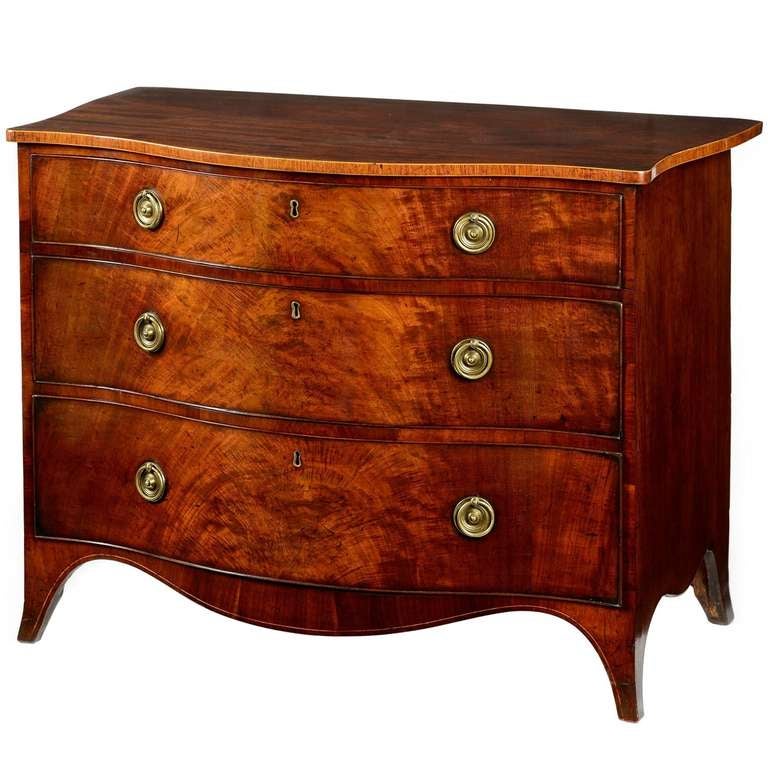 George III Sheraton Period Mahogany Serpentine Dressing Commode For ...