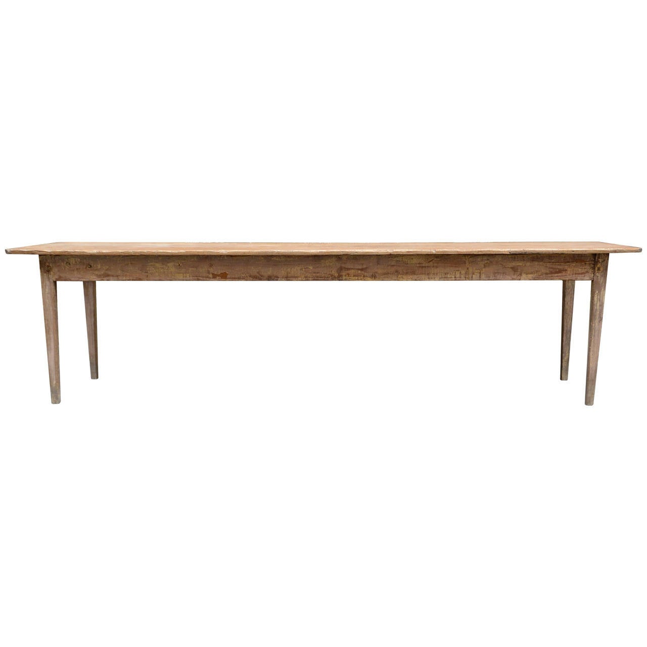 19th Century French Long Pine Table at 1stDibs