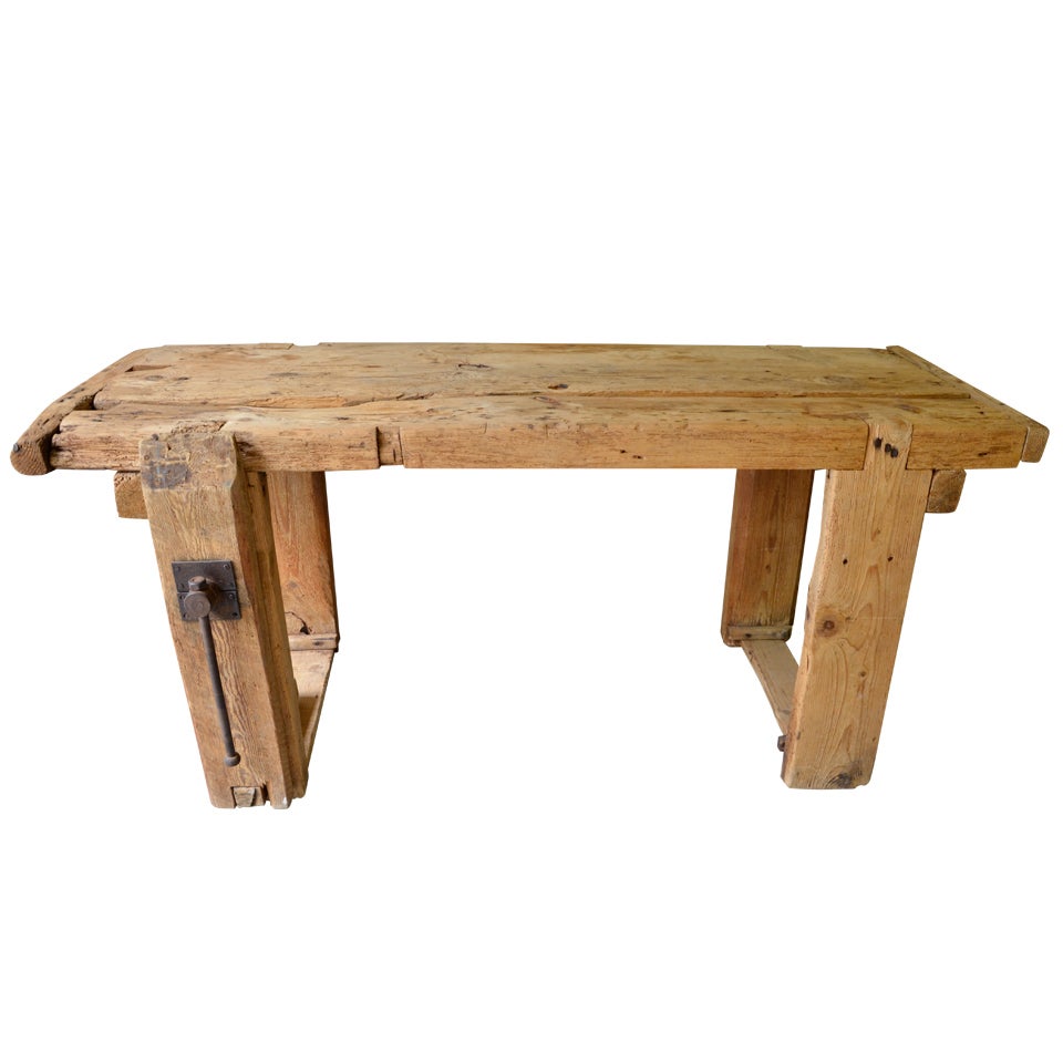 Primitive 19th century Work Table or Modern Console at 1stDibs