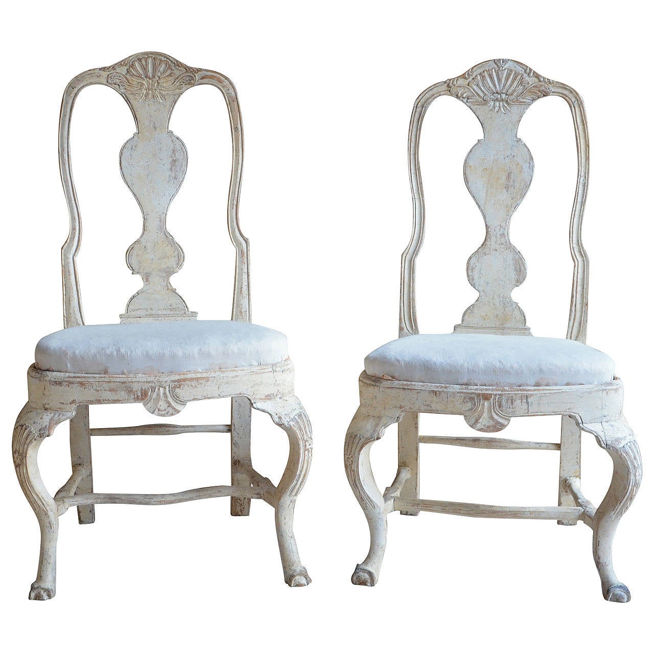 Pair of Swedish Rococo Chairs with Original paint at 1stDibs