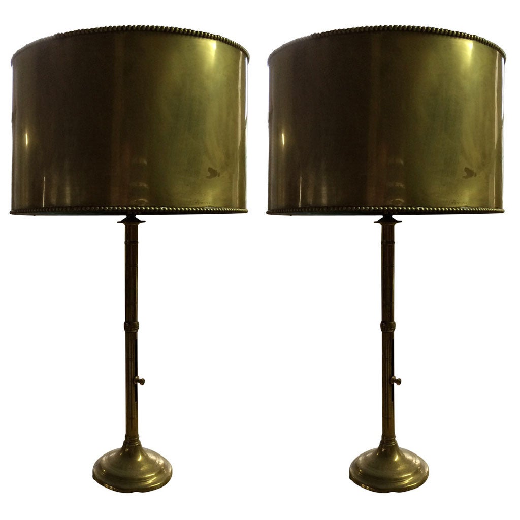 Pair Mid Century Brass Lamps at 1stDibs