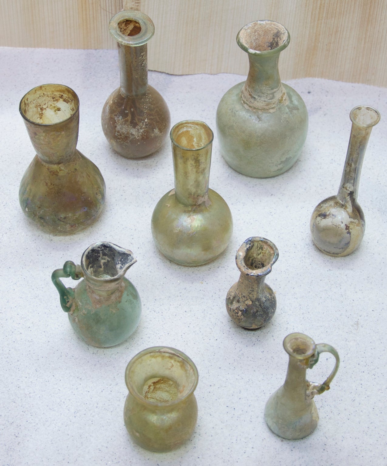 Small Collection Of Roman Glass Vessels At 1stdibs