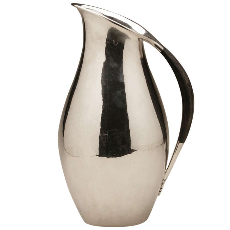 Georg Jensen Extra Large Water Pitcher with Ebony Handle by Johan Rohde ...