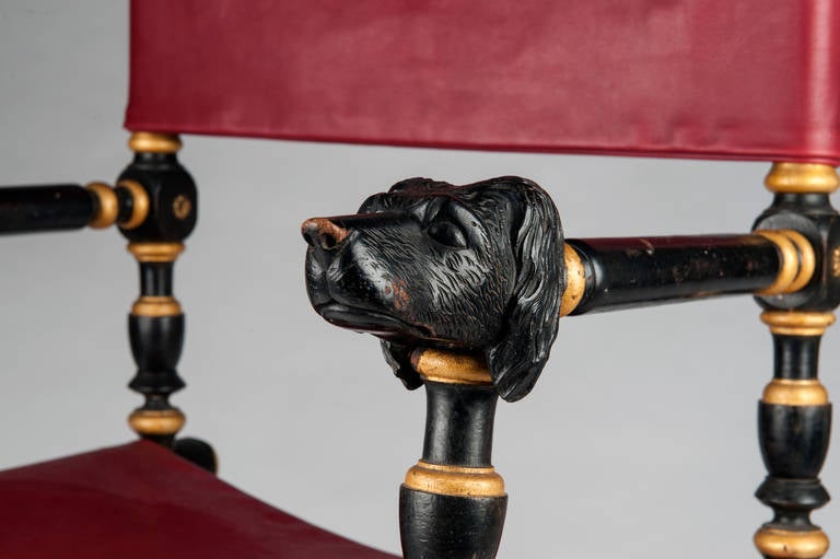 19th Century American Renaissance Revival Walnut Folding "Campaign ...