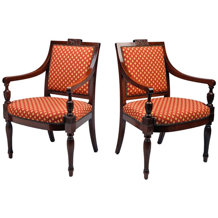 Pair of Charles-Honoré Lannuier Arm Chairs, 2nd period, c. 1830 For ...