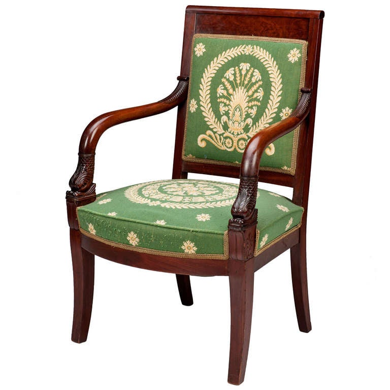 French, Charles X, Dolphin Arm Chair at 1stDibs