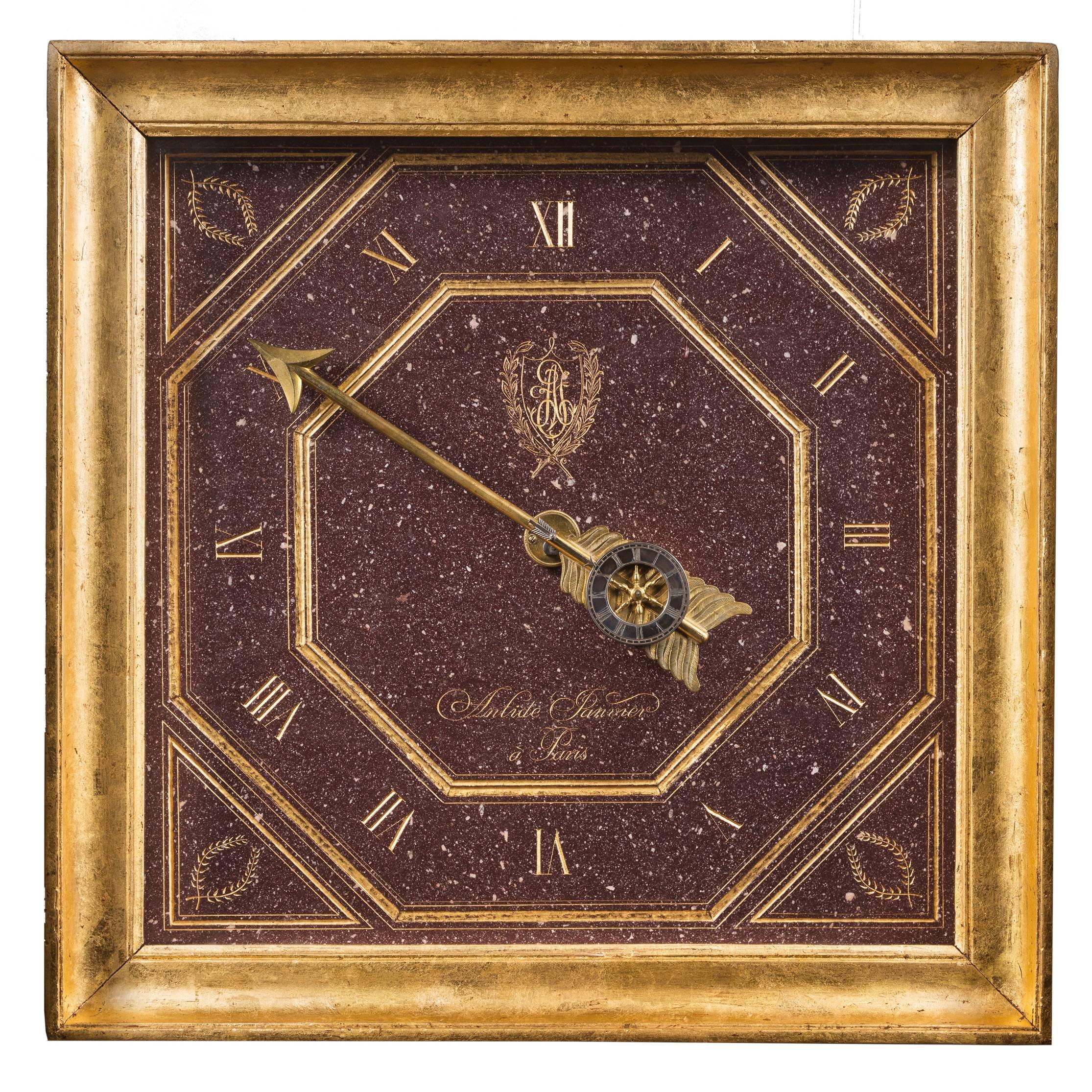 Empire Wall Clock with Double Time Indication by Antide Janvier For ...
