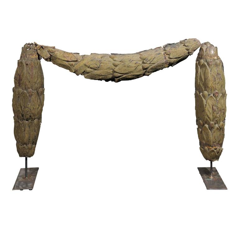 Swedish 18th Century Large Tole Architectural Swag on Stand at 1stDibs