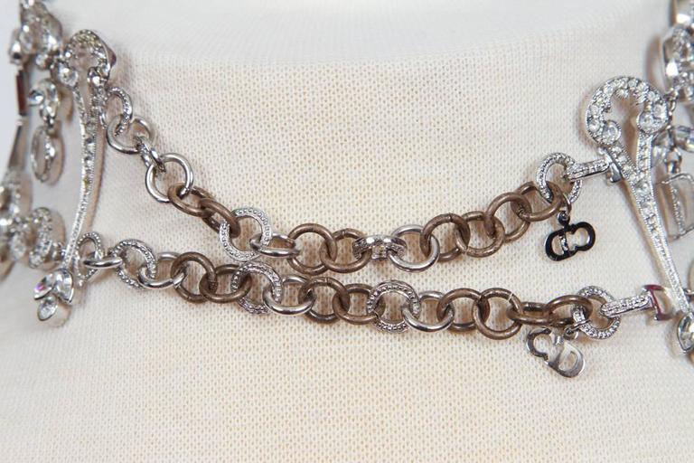 Christian Dior Silver Metal Crystal Choker Collar Necklace W/"D-I-O-R ...