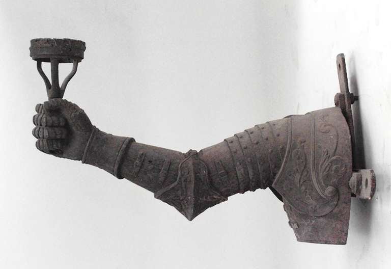 Pair of Italian Renaissance Wrought Iron Arm Wall Brackets For Sale at ...