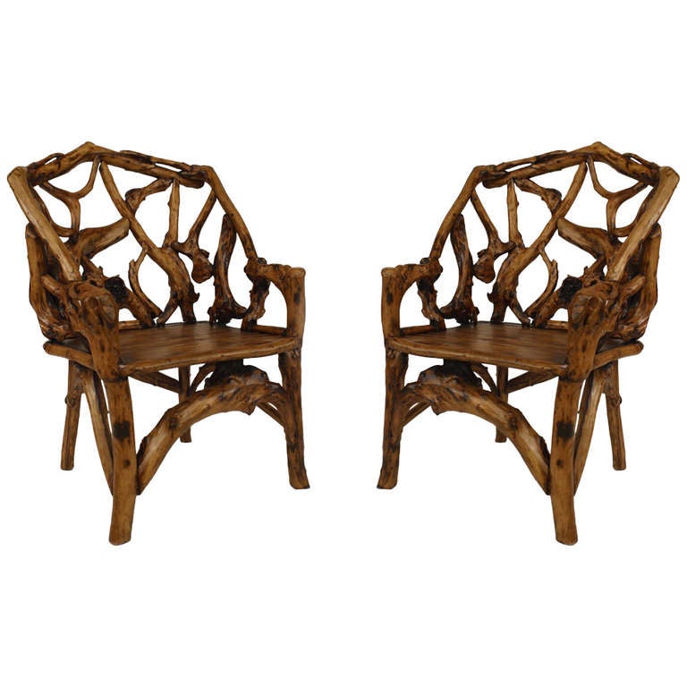 Pair of 20th c. Adirondack Style Root Chairs at 1stDibs | adirondack ...