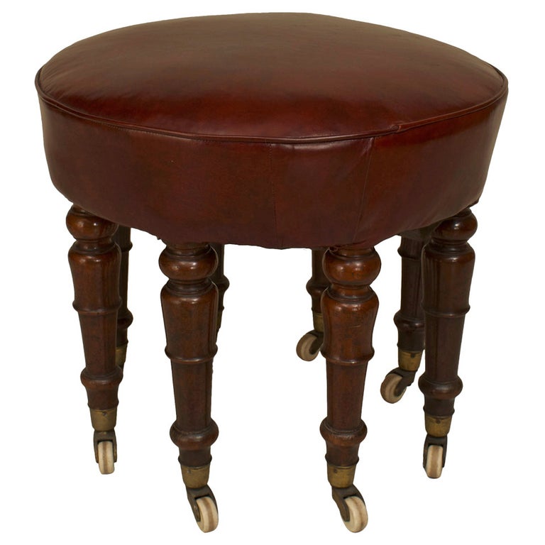 English Victorian Maroon Leather Bench For Sale at 1stDibs