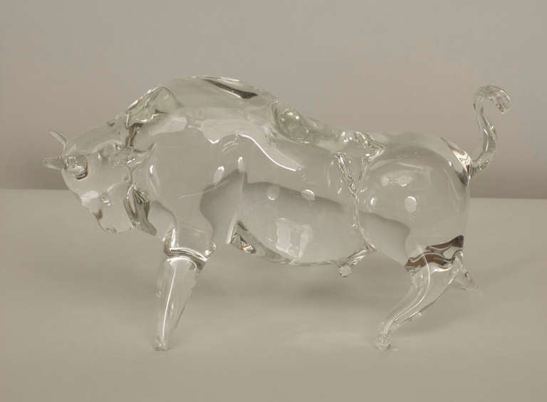 American Art Moderne Crystal Bull at 1stDibs