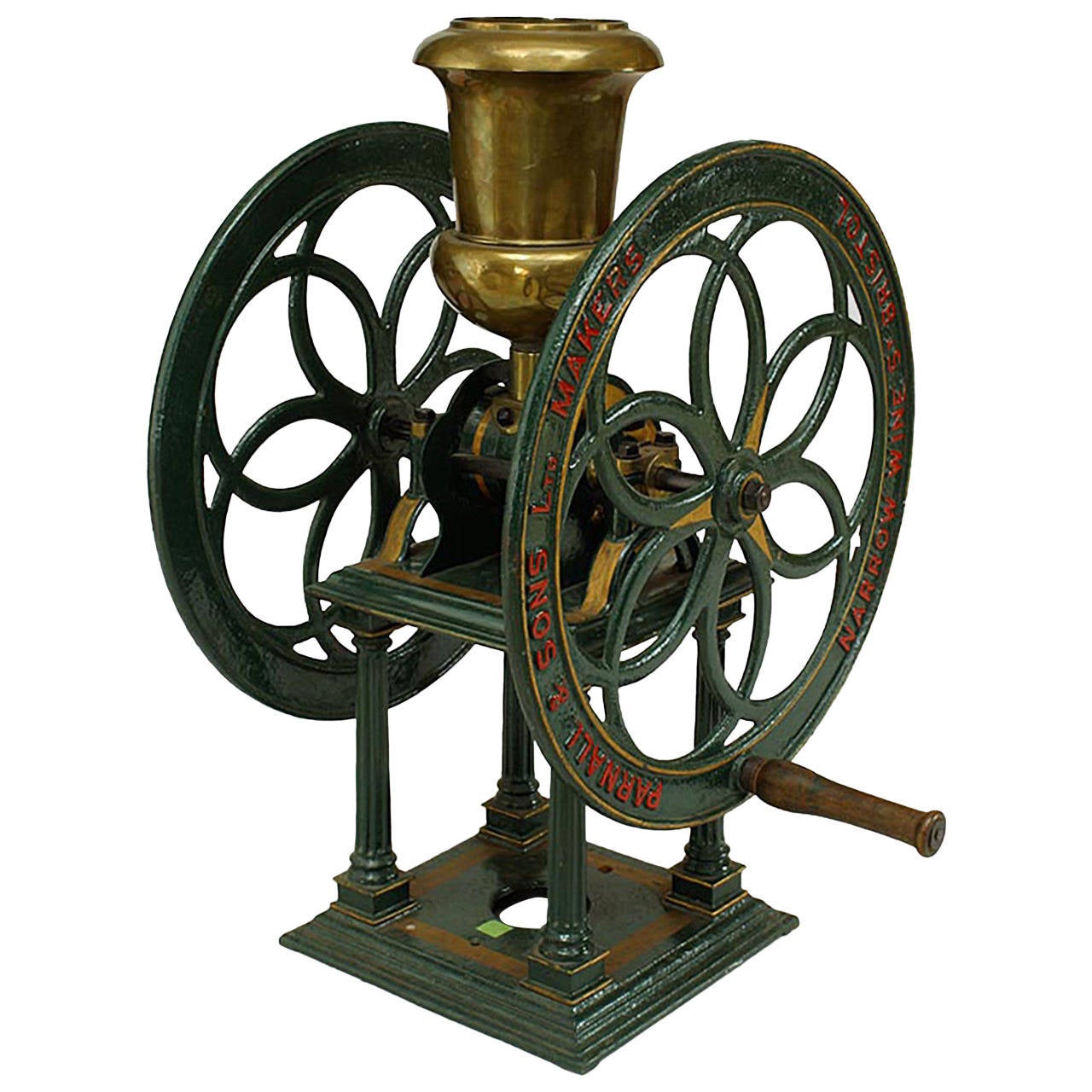 Victorian-Era English Iron and Brass Coffee Grinder at 1stDibs