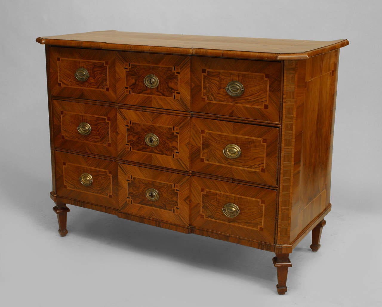18th Century Continental Walnut Inlaid Chest of Drawers For Sale at 1stDibs