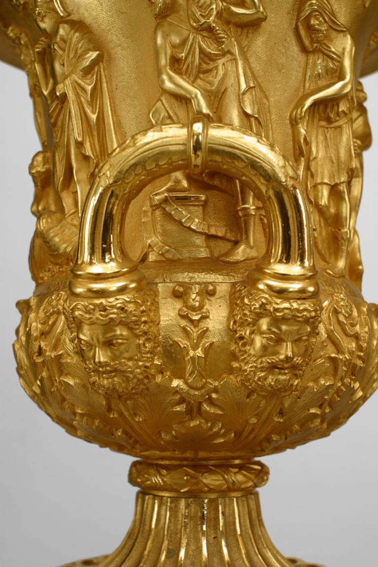 Pair of French Empire Style Ormolu Vases after the Medici Vase at 1stDibs