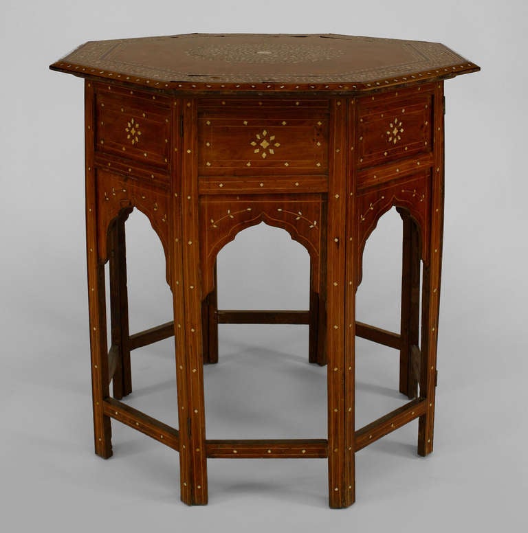 19th Century Moorish Inlaid Teak Taboret Table For Sale at 1stdibs