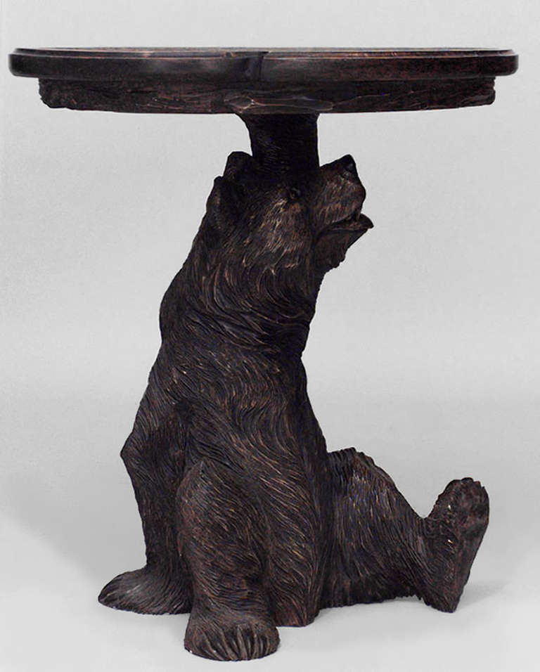 20th c. Black Forest Style Carved Bear End Table For Sale at 1stdibs