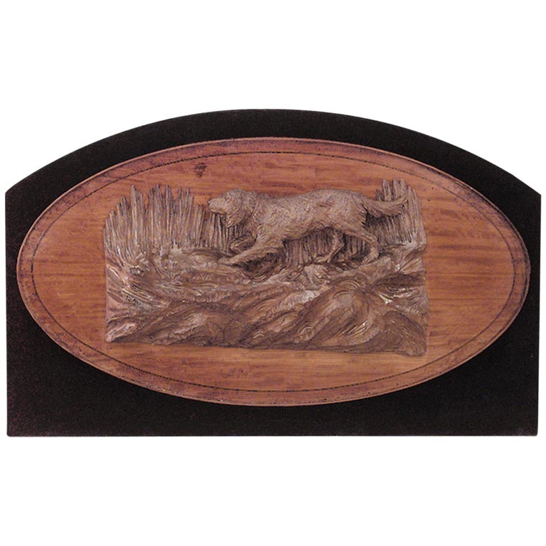 Rustic German Carved Hunting Wall Plaque For Sale at 1stDibs