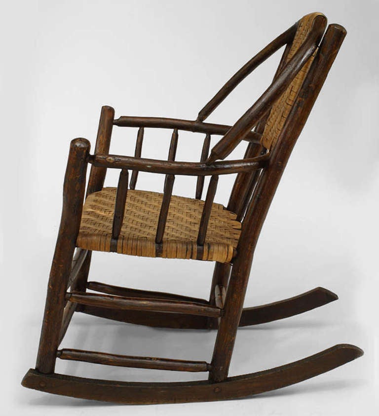 Old Hickory Rustic Rocking Armchair at 1stDibs