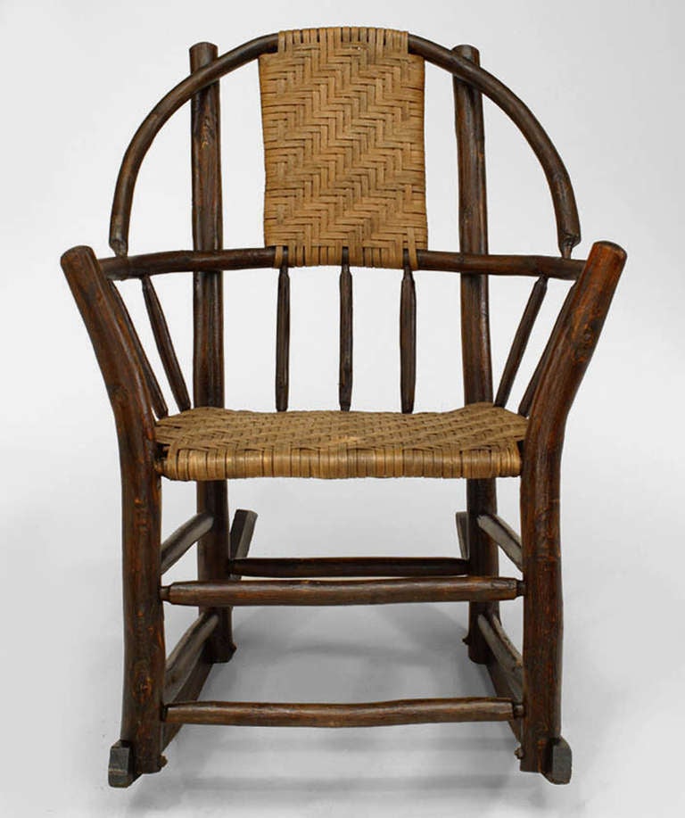 Old Hickory Rustic Rocking Armchair at 1stDibs