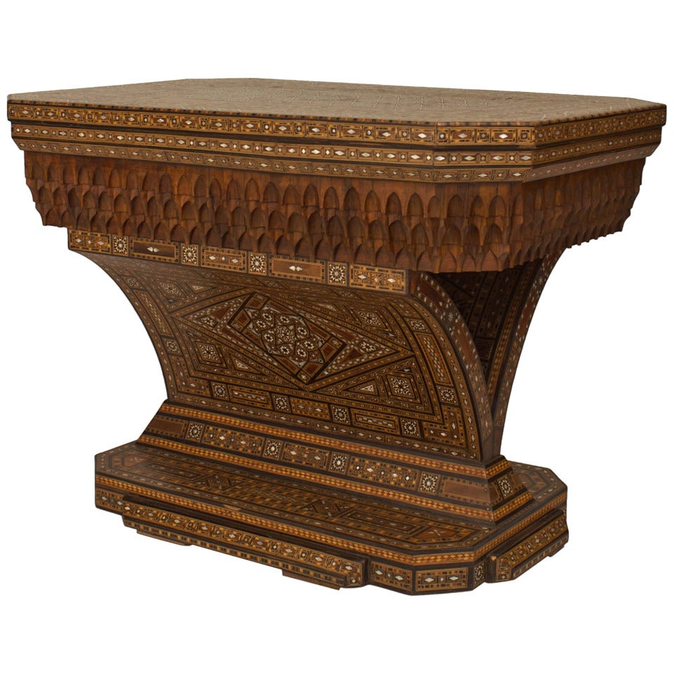 Early 20th Century Syrian Inlaid Teak Center Table For Sale at 1stDibs