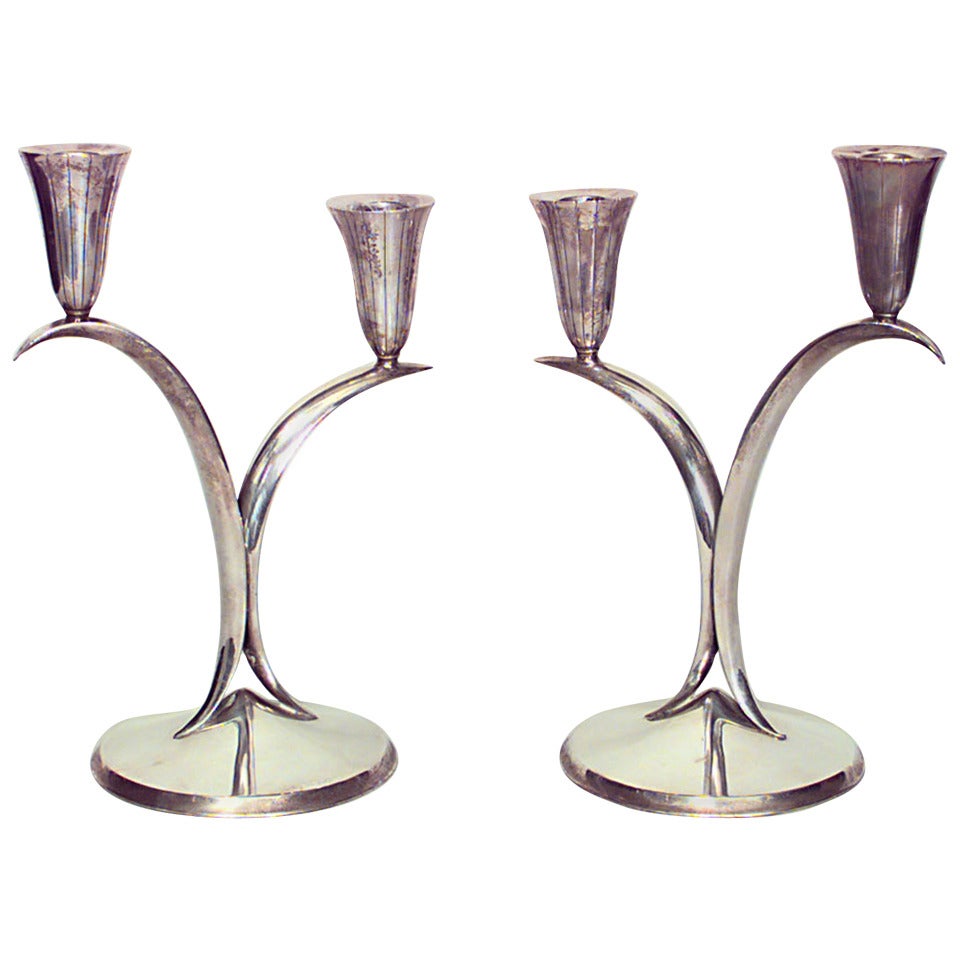 Magnificent Pair of 800 Silver Italian Candelabras at 1stDibs