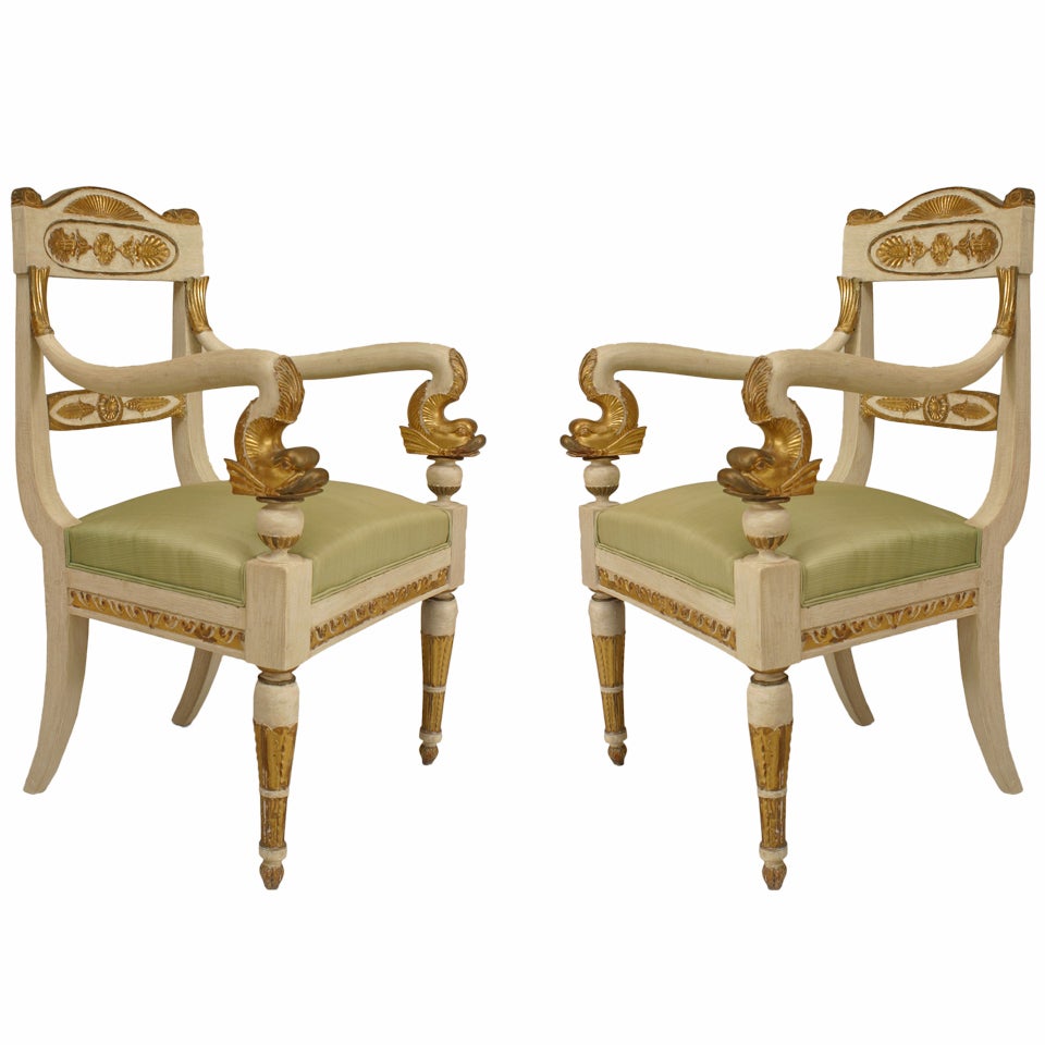 Pairs of 19th Century Italian Renaissance Style Jester Chairs For Sale ...
