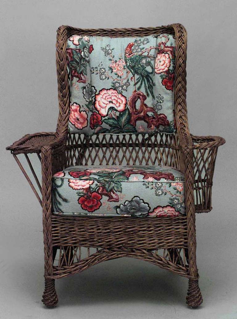 Pair of Early 20th c. American Mission Wicker Wing Chairs at 1stDibs
