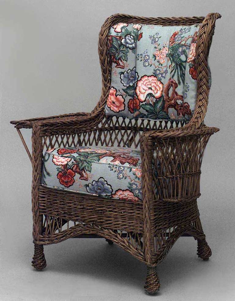 Pair of Early 20th c. American Mission Wicker Wing Chairs at 1stDibs