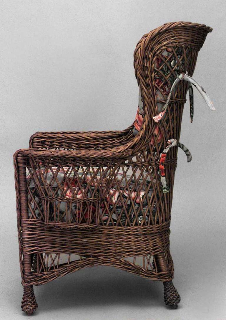 Pair of Early 20th c. American Mission Wicker Wing Chairs at 1stDibs