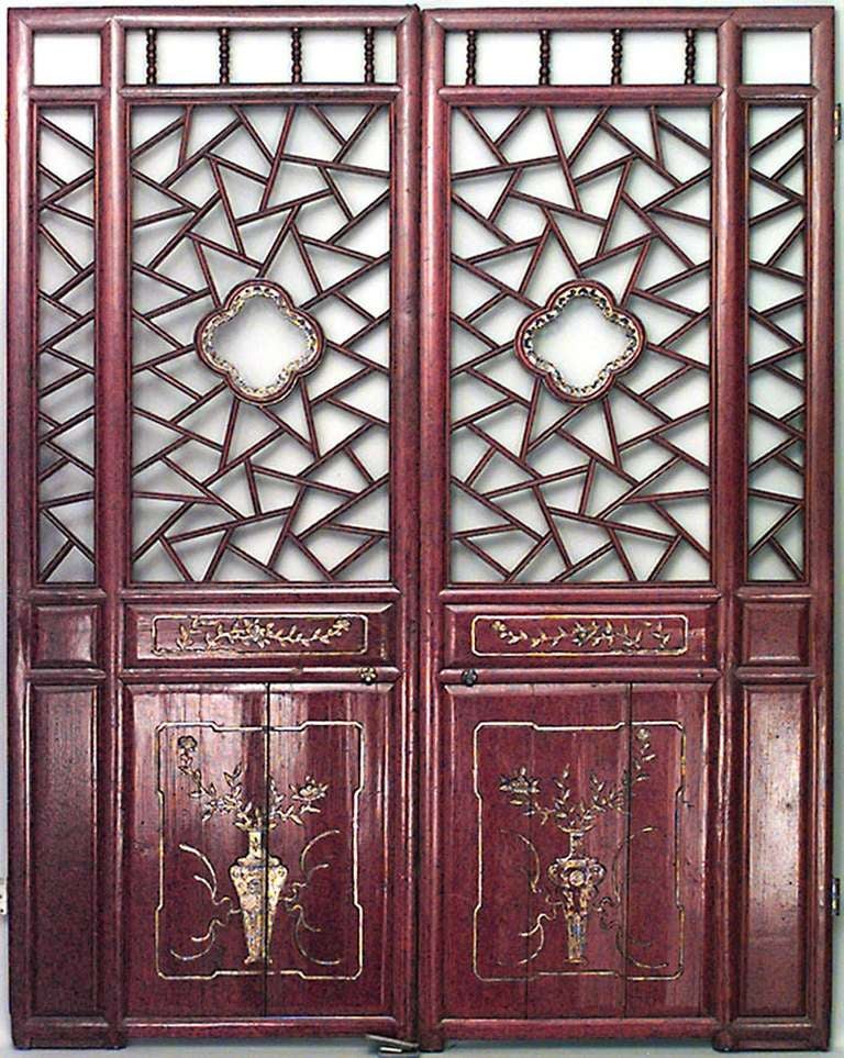 Pair of 19th Century Chinese Red Lacquer and Gilt Doors at 1stDibs